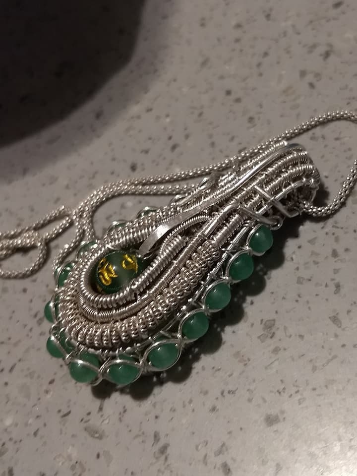 Wire Wrapped Pendant, Sterling Silver Jewelry, Handmade Heady Pendant ...