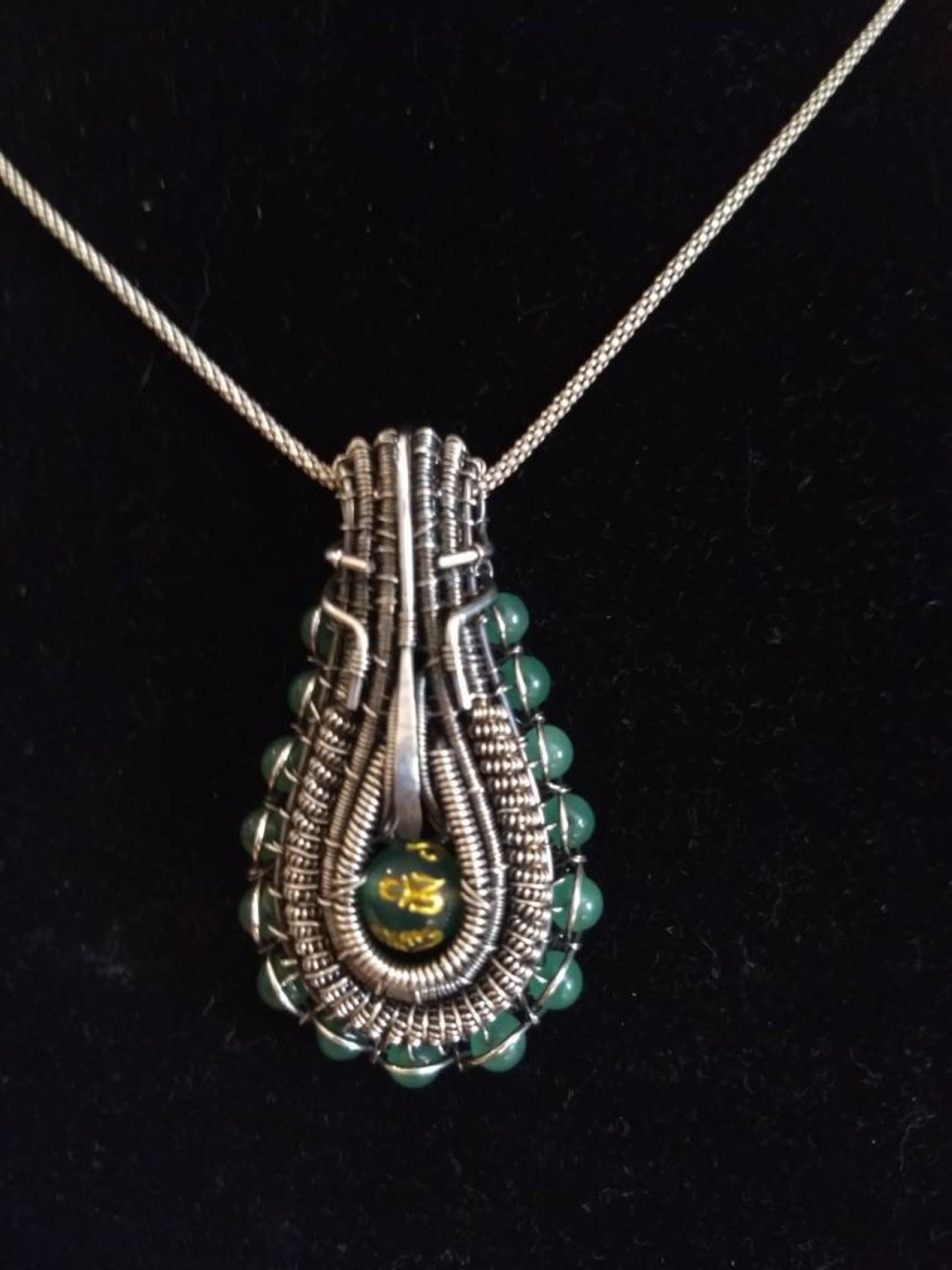 Wire Wrapped Pendant, Sterling Silver Jewelry, Handmade Heady Pendant ...