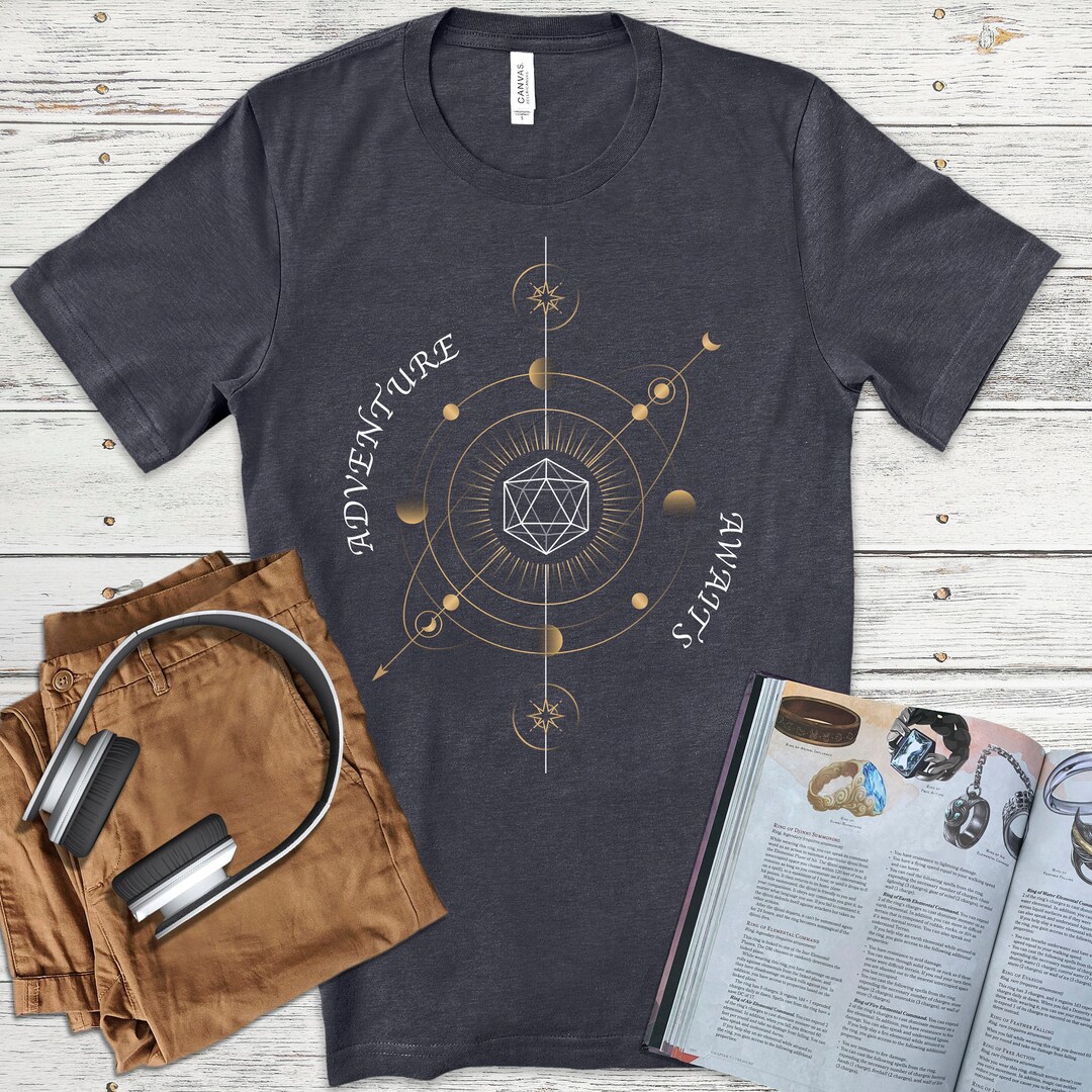 Geometric Dungeons and Dragons Shirt Minimal D20 Polyhedral Dice ...