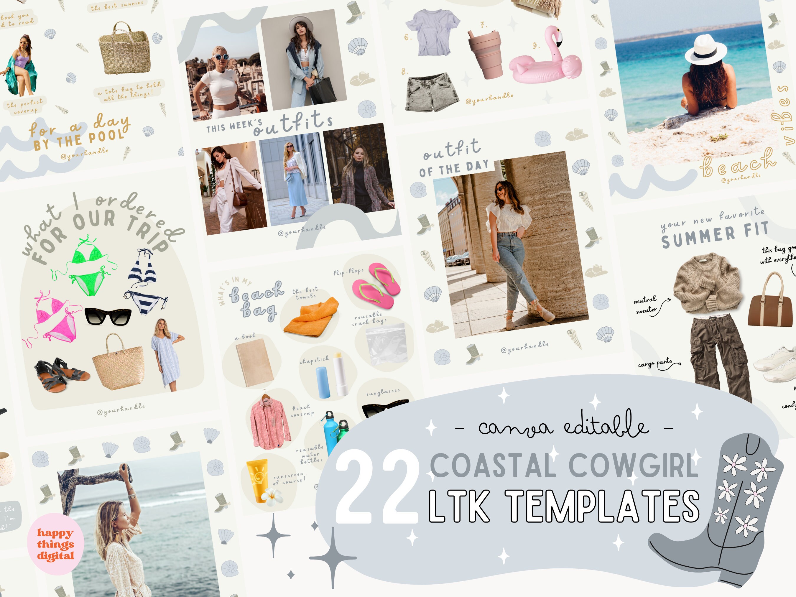 22 LTK Coastal Cowgirl Inspired Templates Edit in Canva Canva Template ...