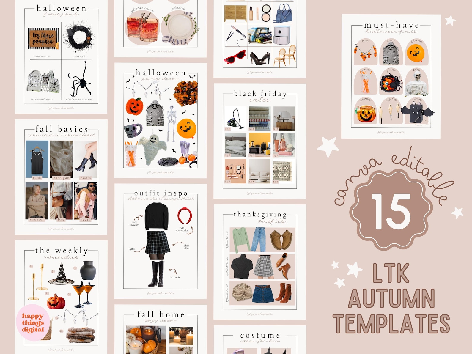 15 LTK Autumn Mix Templates Fall Halloween Edit in Canva Canva Template ...