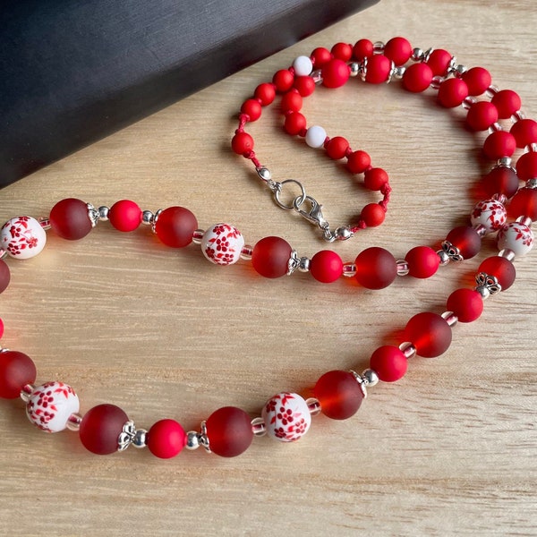 Red Bead Necklace - Etsy