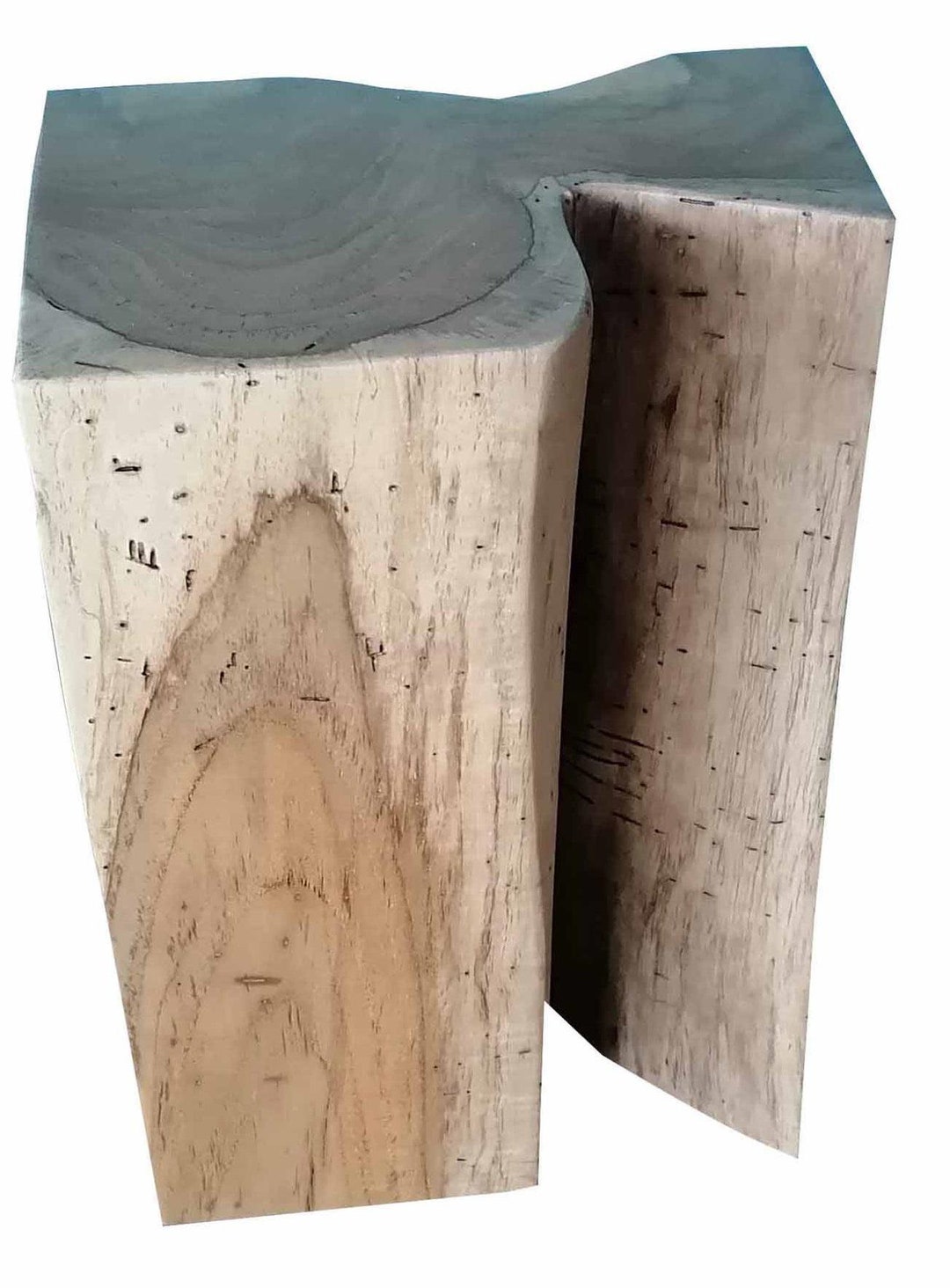 Great Shower Stool Teak Wood Table Base, Squared Reclaimed Stump ...