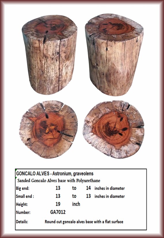 Home & Living Wood Stump Table Wooden Plant Stand Tigerwood Table Base ...