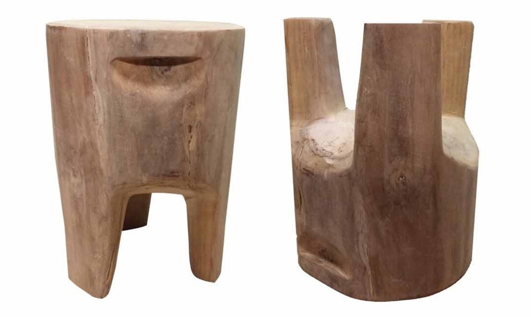 Teak Wood Table Base: Round Reclaimed Stump, Plant Stand - Etsy