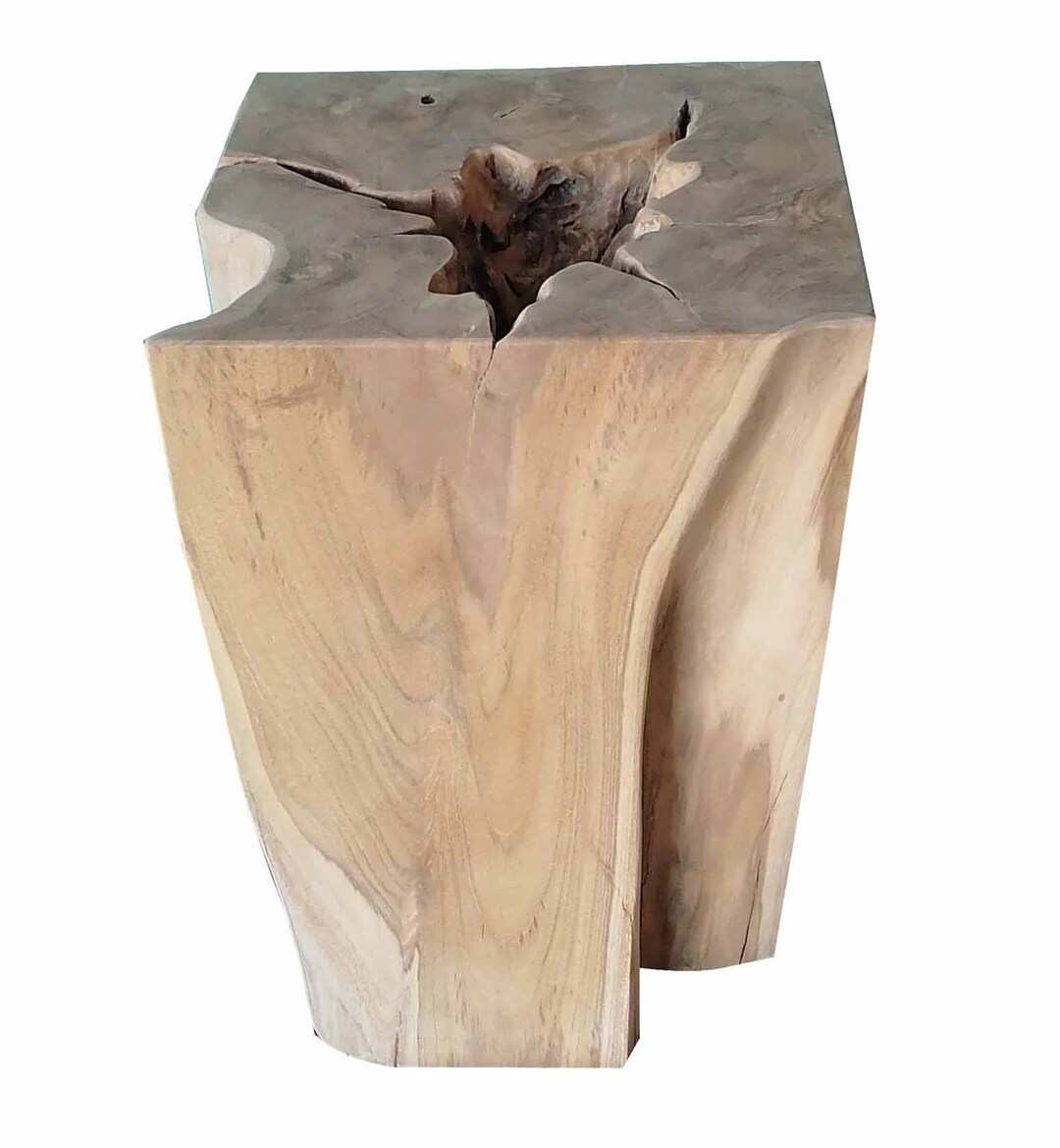 Squared Teak Wood Table Base: Reclaimed Stump Stand - Etsy