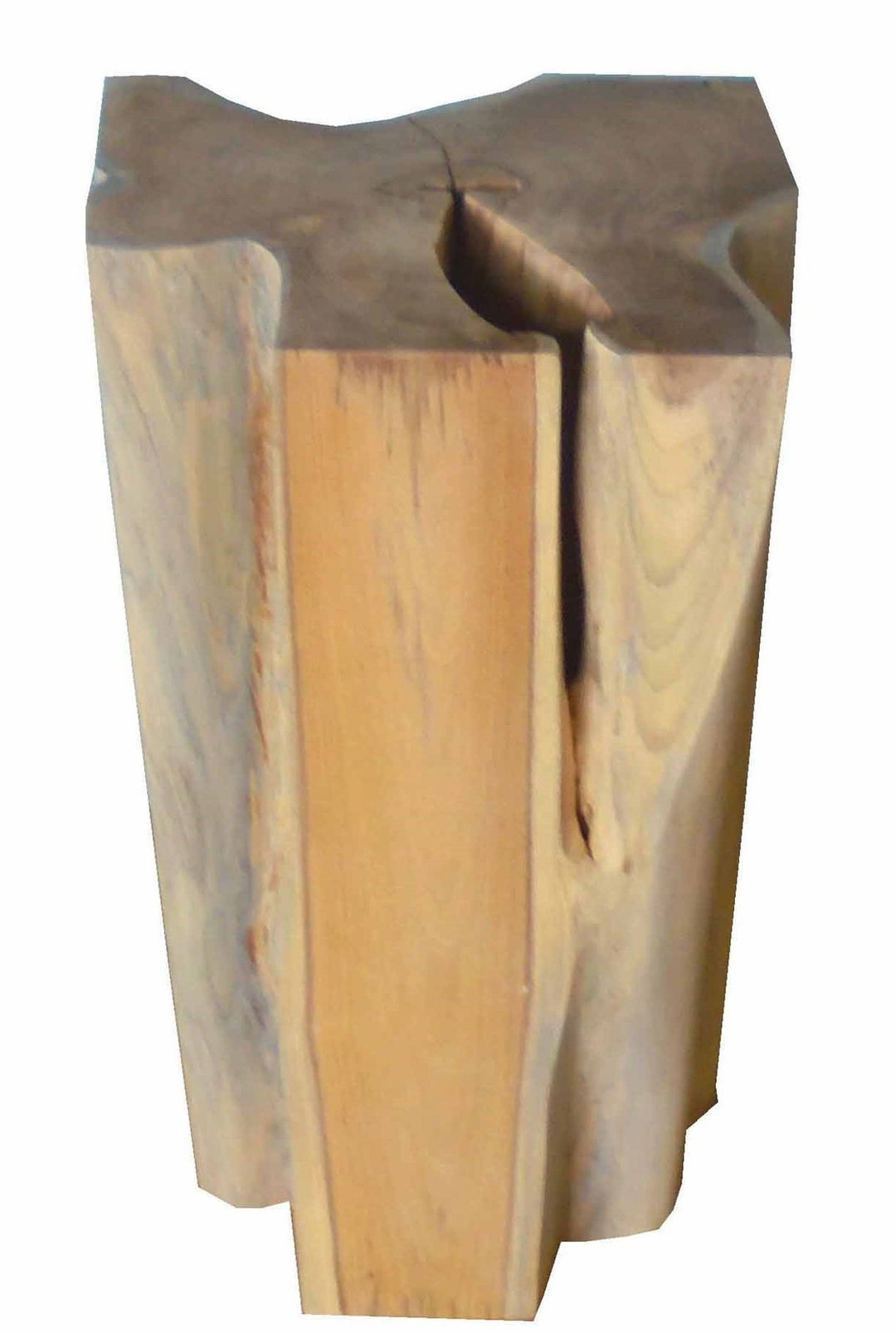 Teak Wood Table Base: Squared Reclaimed Stump, Plant Stand (24 Inches ...