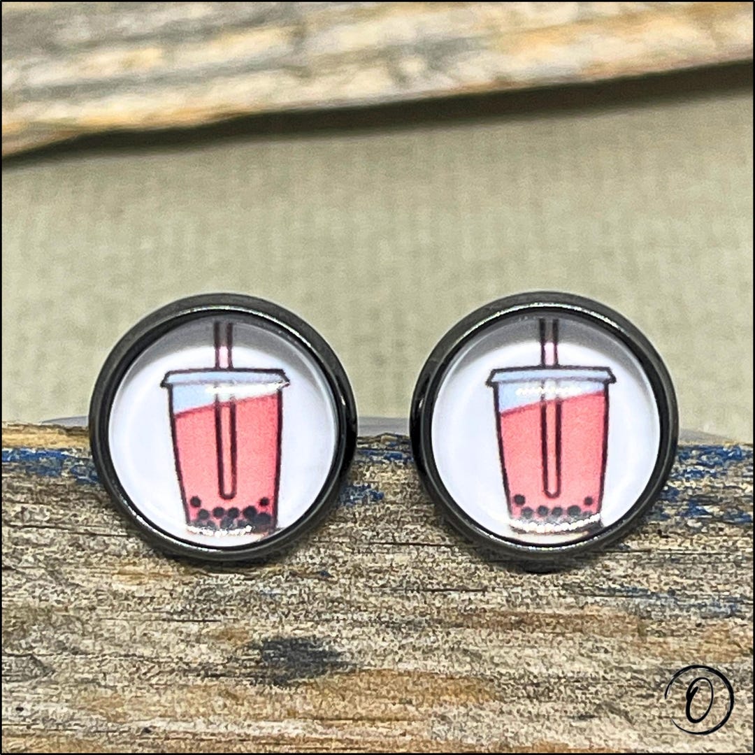 Bubble Tea Earring Stud Bubble Tea Jewelry Summer Boba Accessory Pink ...