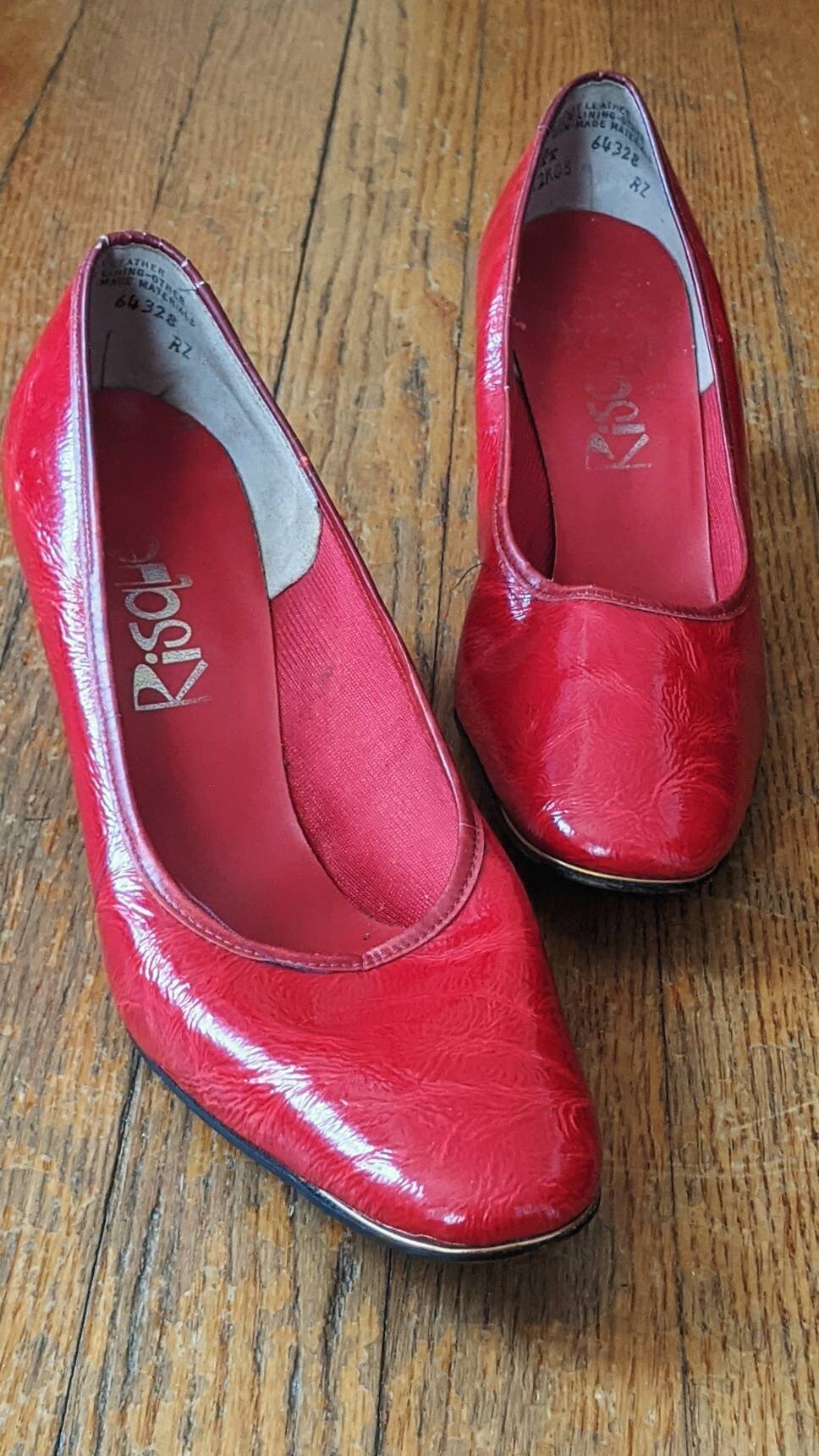 Vintage Risque Bright Red Block Heels Leather Lining Women's Size 10 - Etsy
