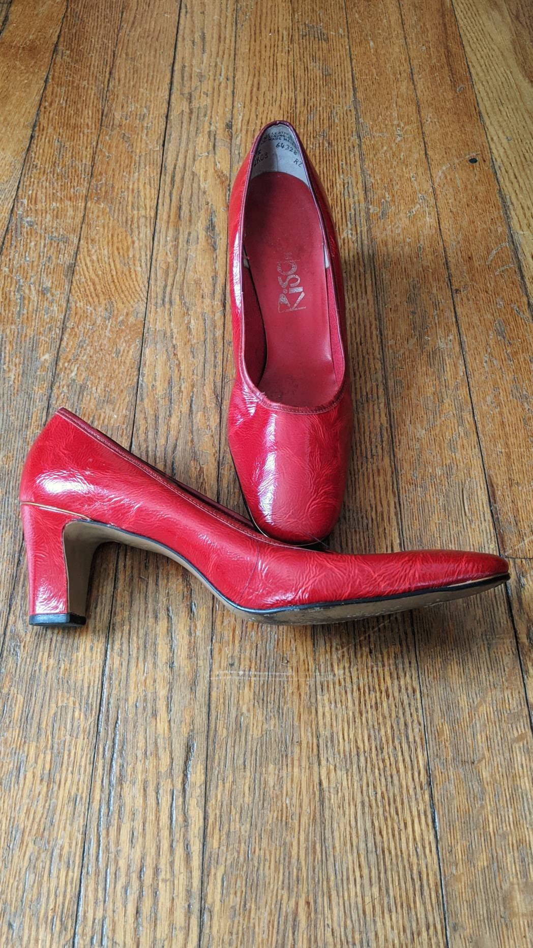 Vintage Risque Bright Red Block Heels Leather Lining Women's Size 10 - Etsy