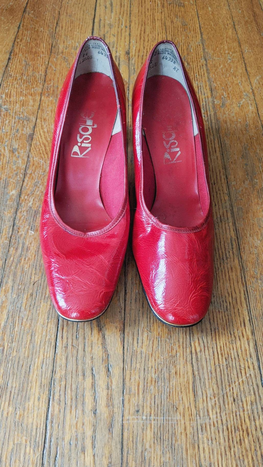 Vintage Risque Bright Red Block Heels Leather Lining Women's Size 10 - Etsy