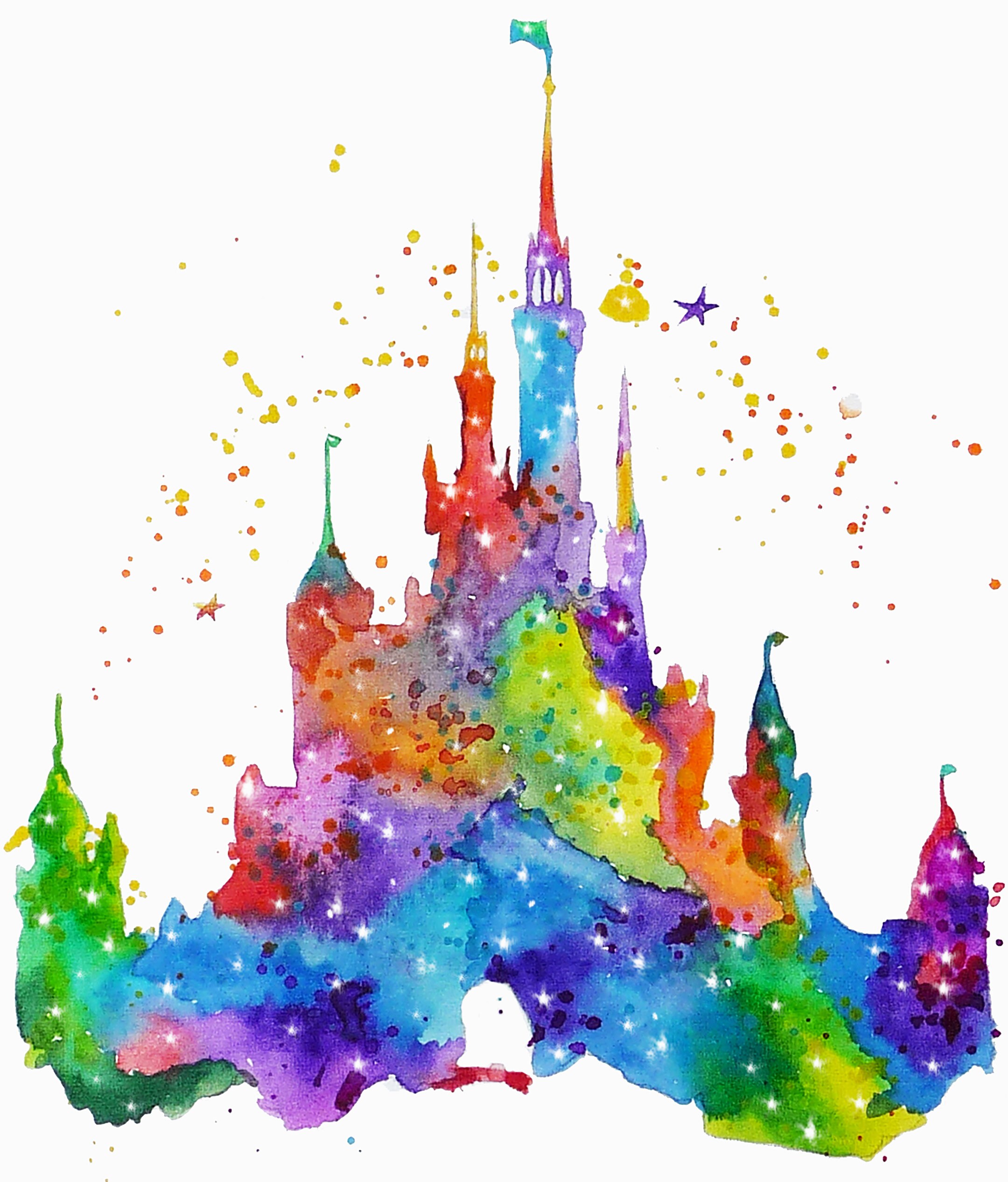 Disney Castle Rainbow Art Print Poster Watercolor Cinderella | Etsy