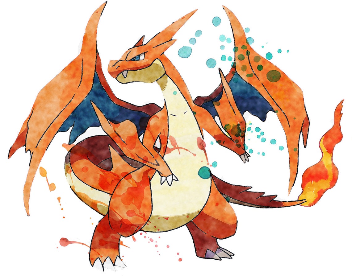 Pokemon Сharizard Poster Print Pokemon Charizard Watercolor | Etsy