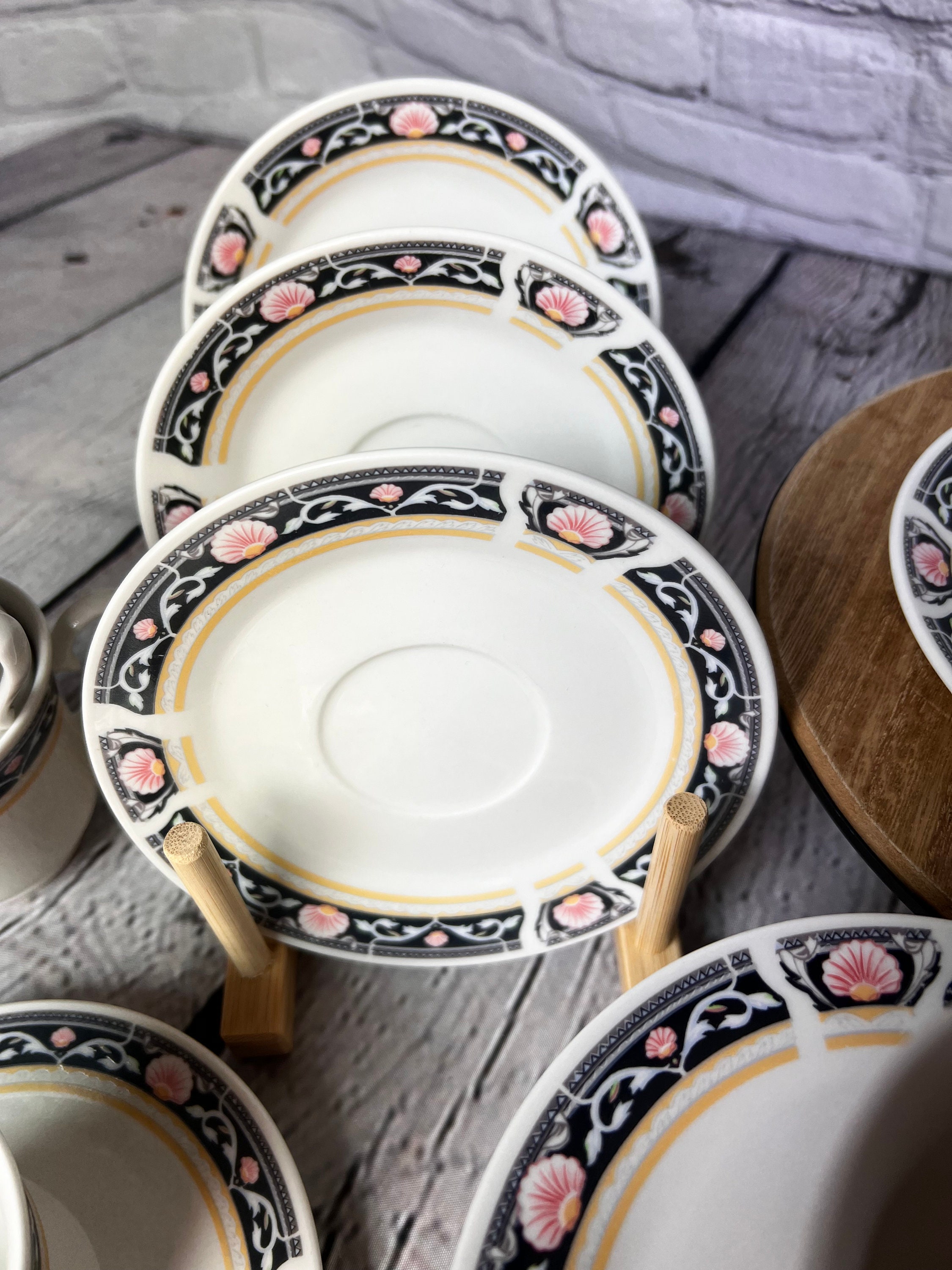 Vintage Gibson China Set of 8 Coffee Cups and Saucers prelude - Etsy