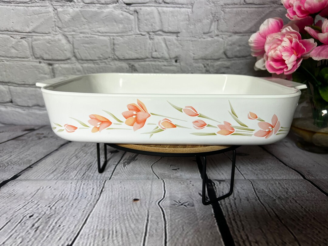 Vintage Corningware Open Roaster A-21-B-N “peach Floral” - Etsy