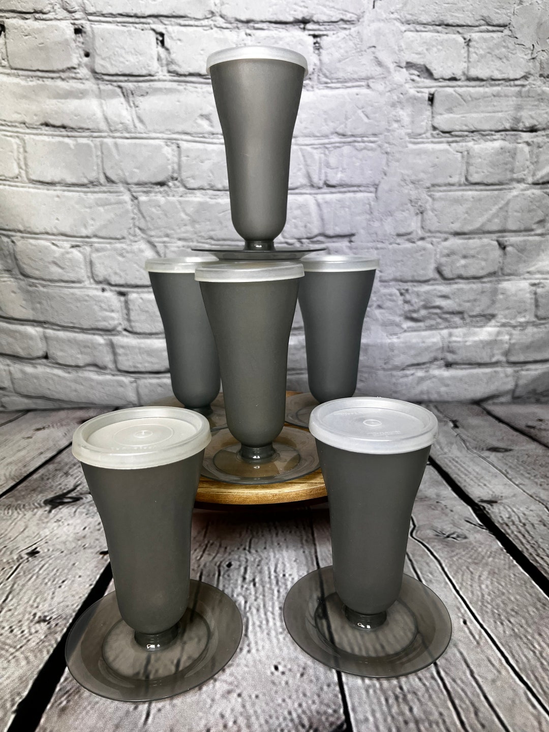 Vintage Tupperware 754-9 Set of 6 Gray Dessert Parfait Containers - Etsy