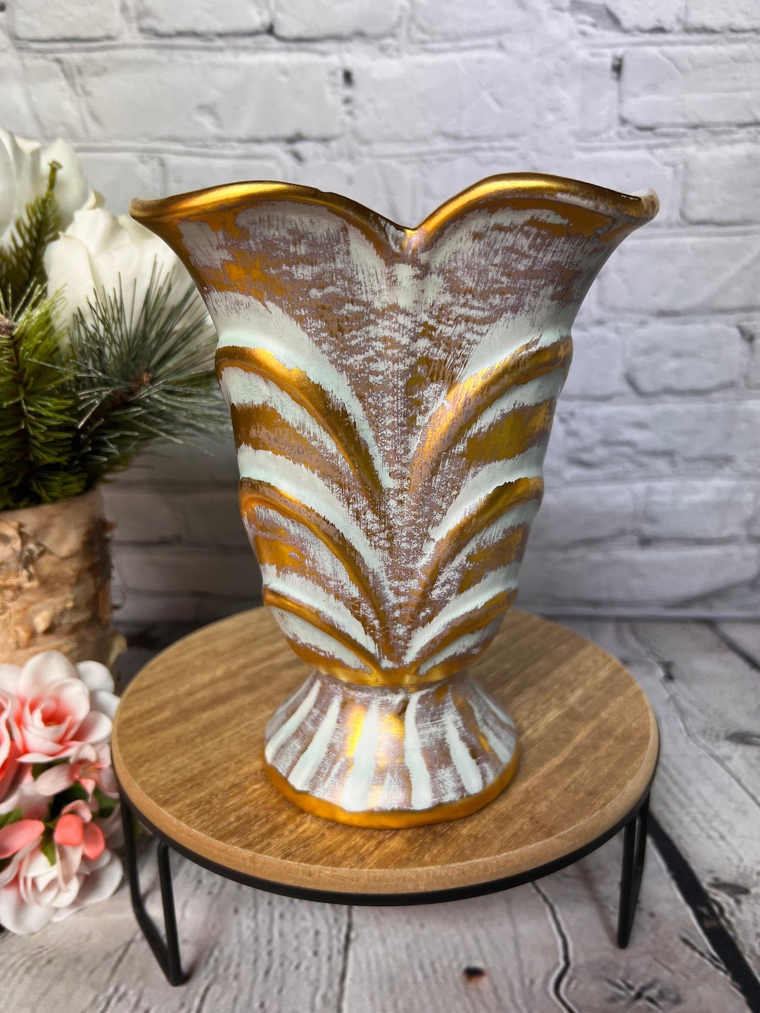 Vintage Stangl “antique Gold” 7 1/2” Vase - Etsy