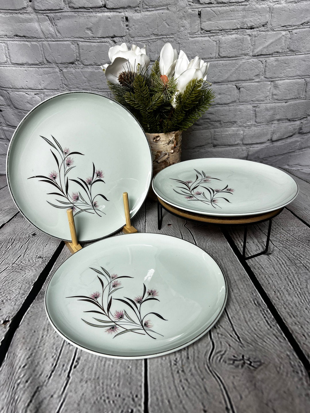 Vintage Set of 3 Ballerina Mist “strawflower” by Universal 10” Dinner ...