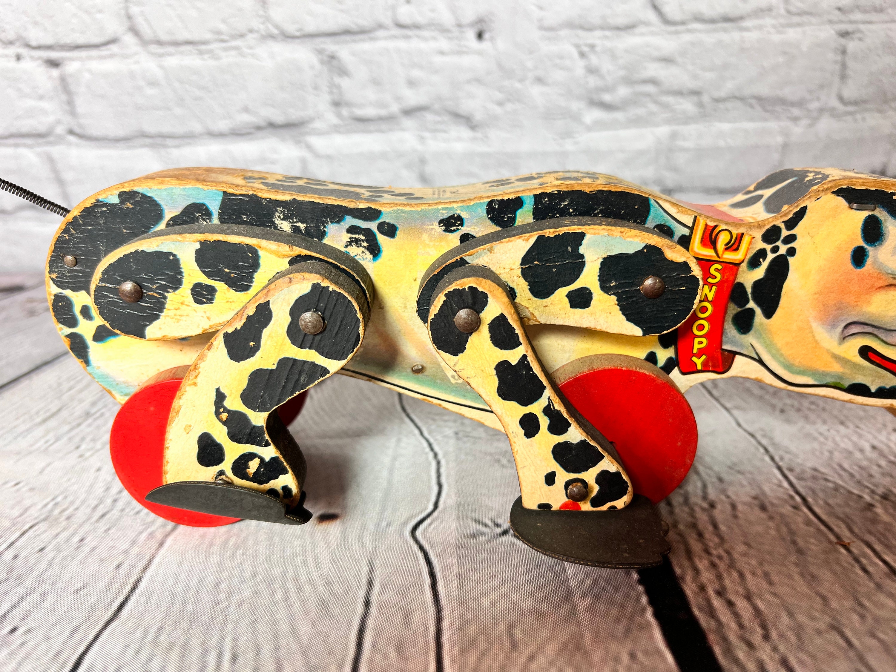 Vintage Fisher Price Snoopy the Sniffer Dalmatian Pull Toy 780 - Etsy