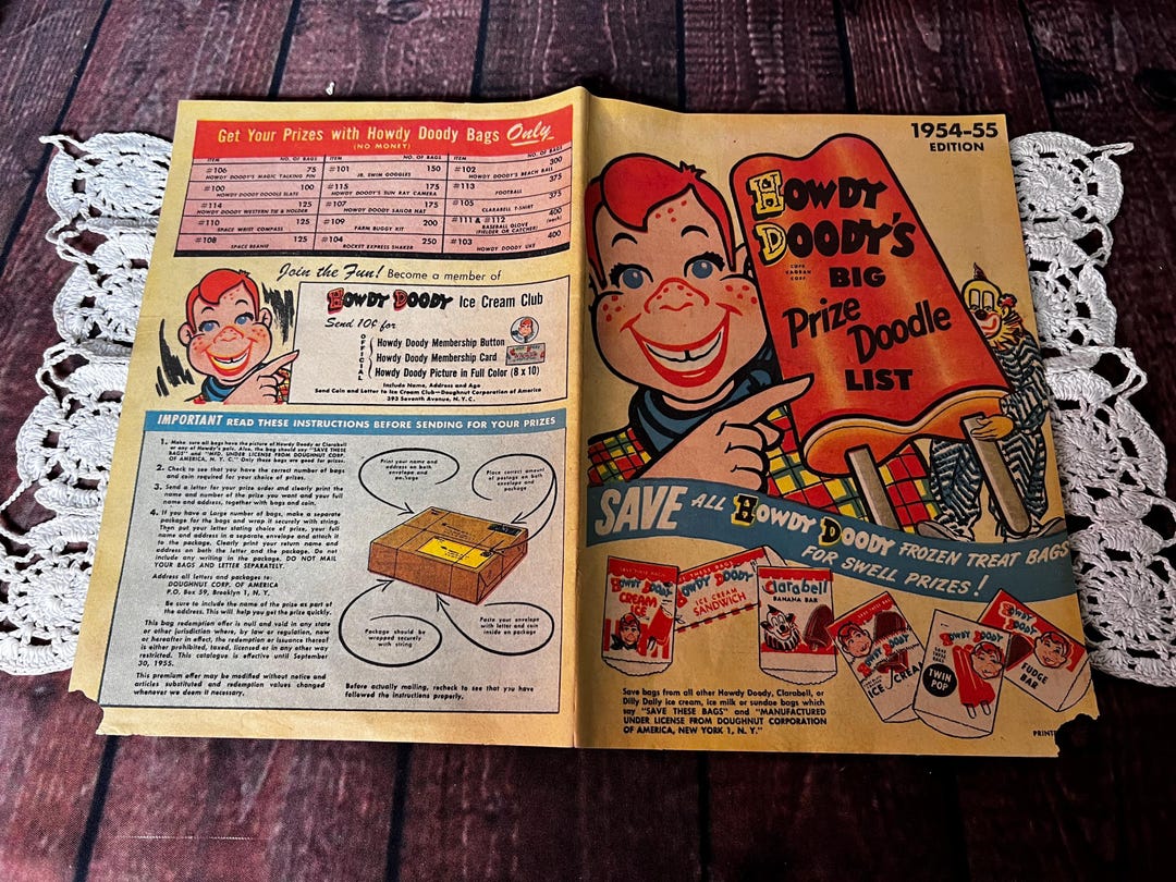 Vintage 1950s Howdy Doody Big Prize Doodle List Poster - Etsy