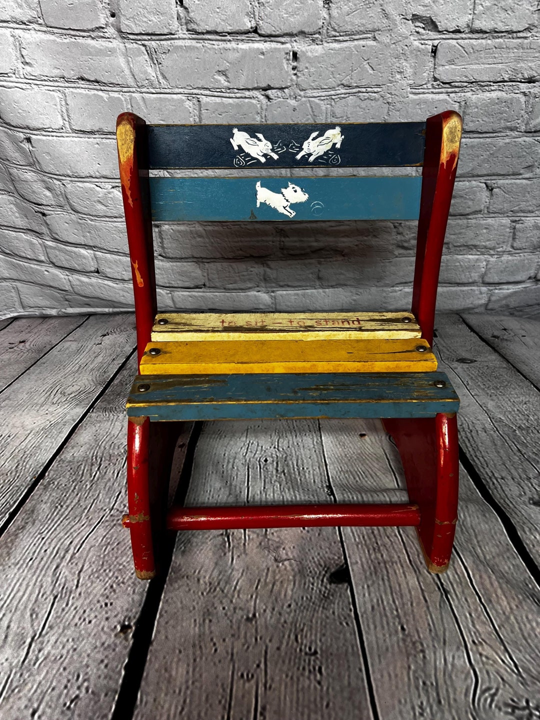 Vintage 1950s Child’s Step Stool/bench Chair - Etsy