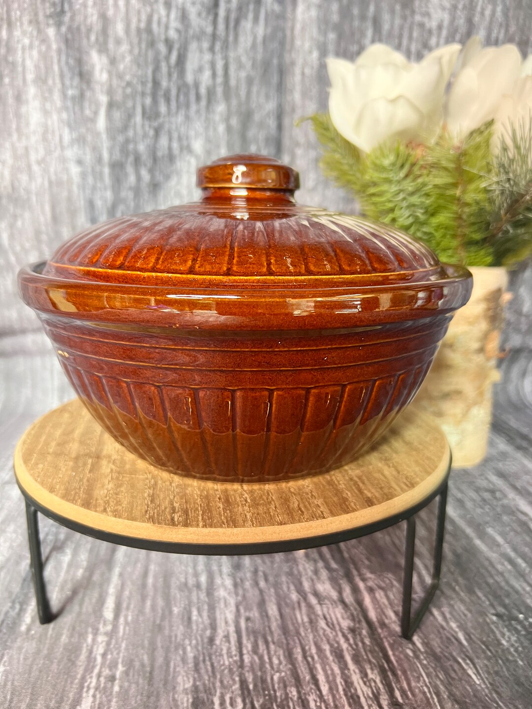 Vintage Mccoy Usabrown Glazed Covered Dish - Etsy