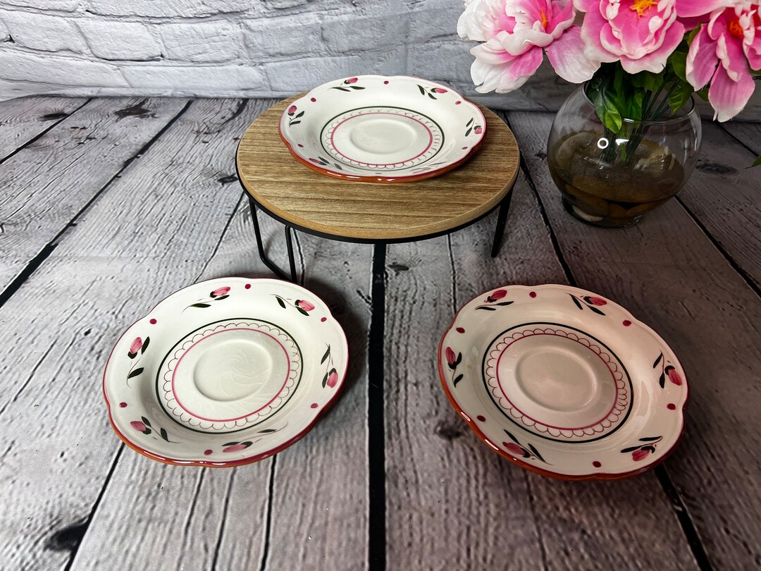 Vintage Stangl colonial Rose Set of 3 Saucers - Etsy