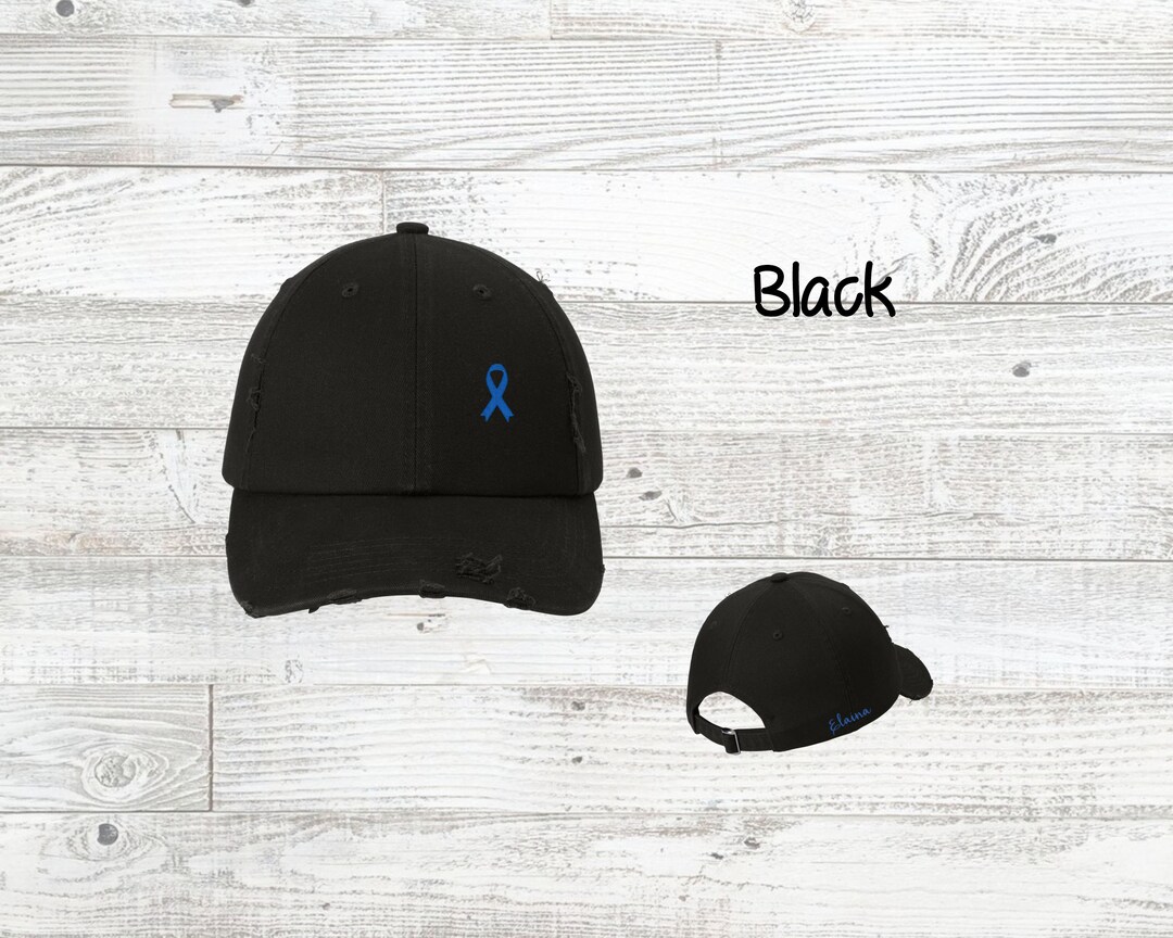Personalized Colon Cancer Hat, Colon Cancer Baseball Hat, Blue Ribbon ...