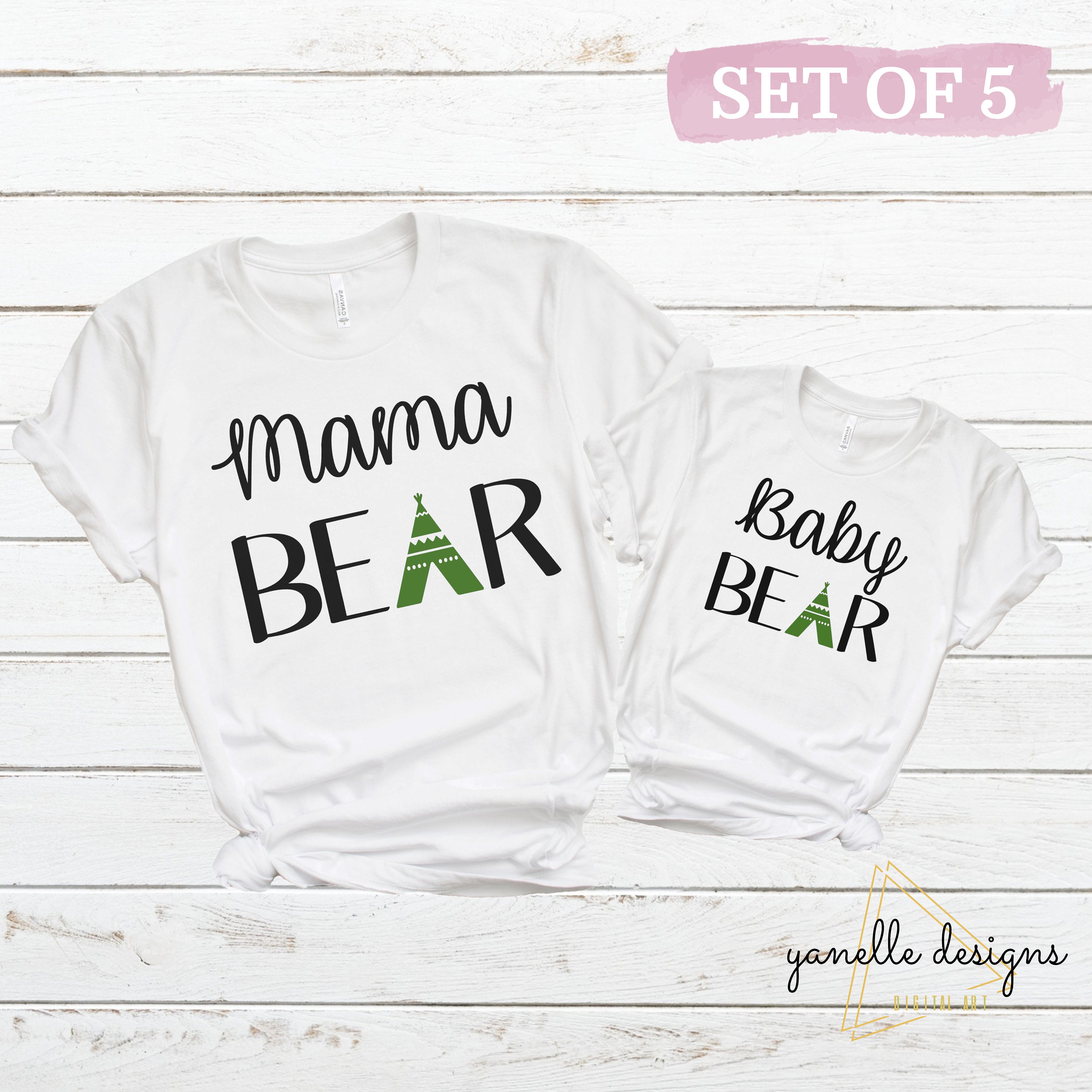 Bear Family SVG Bundle: Mama, Papa, Brother, Sister, Baby (SVG, PNG ...