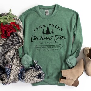 Farm Fresh Christmas Trees Sweatshirt, Christmas Pajamas, Holiday ...