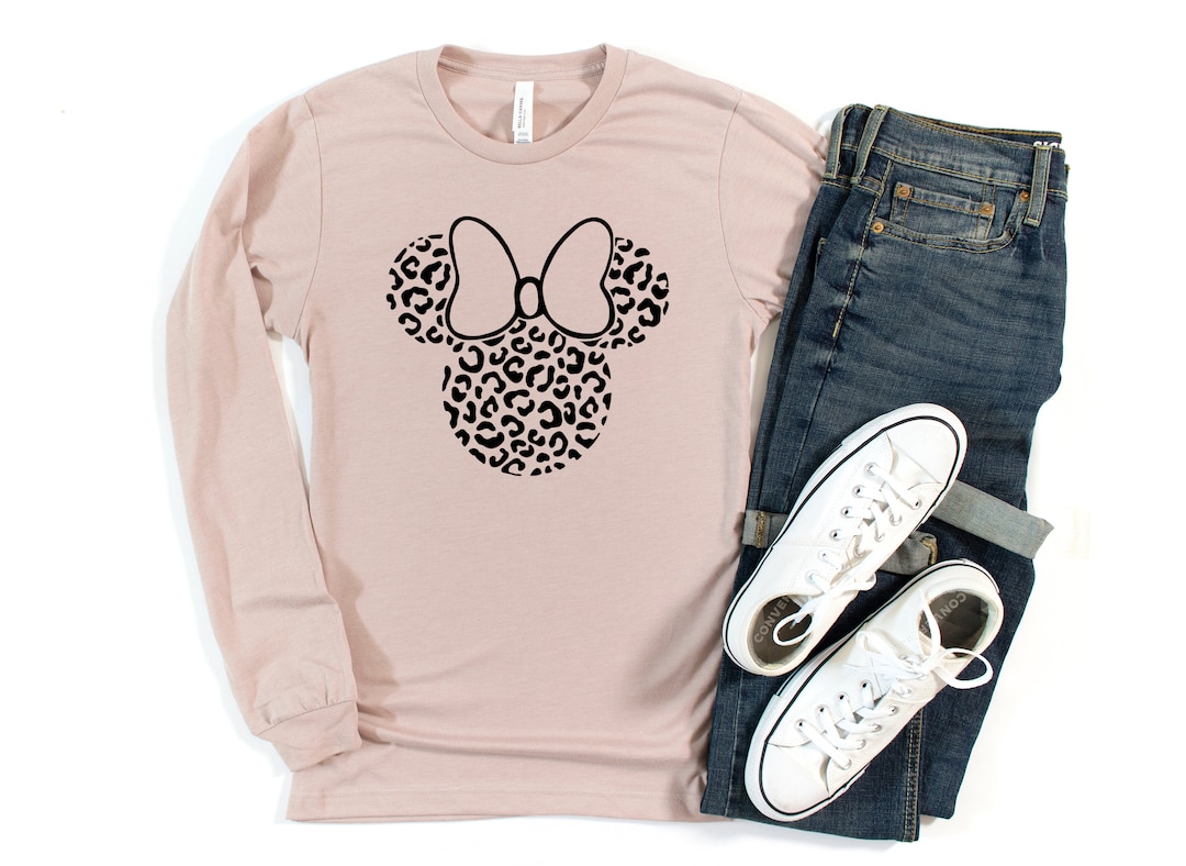 Leopard Minnie Mouse Long Sleeve Shirt, Animal Print Long Sleeve Shirt ...