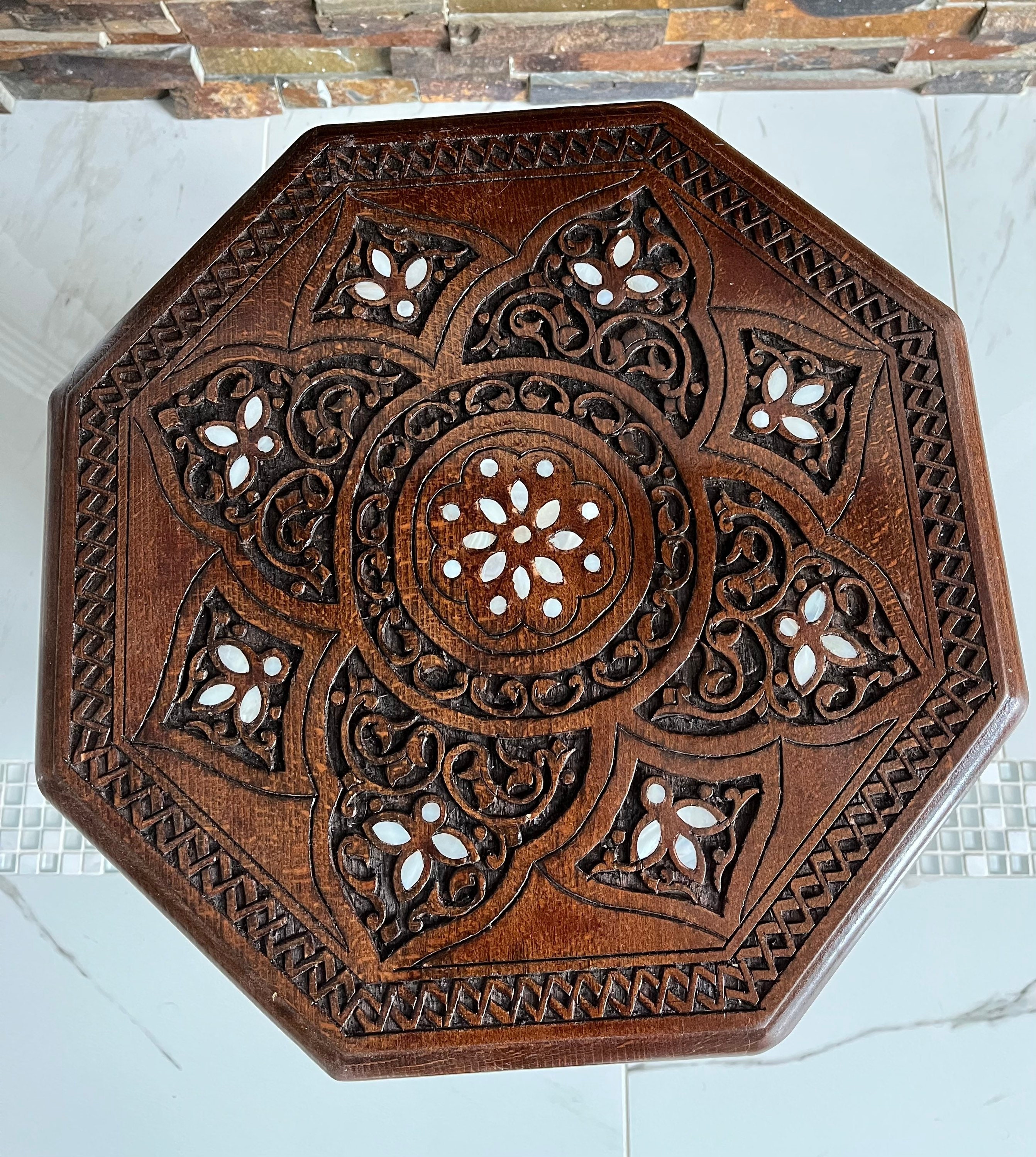 Octagon Handcrafted Wood Side Table Coffee Table. Mosaic Item | Etsy