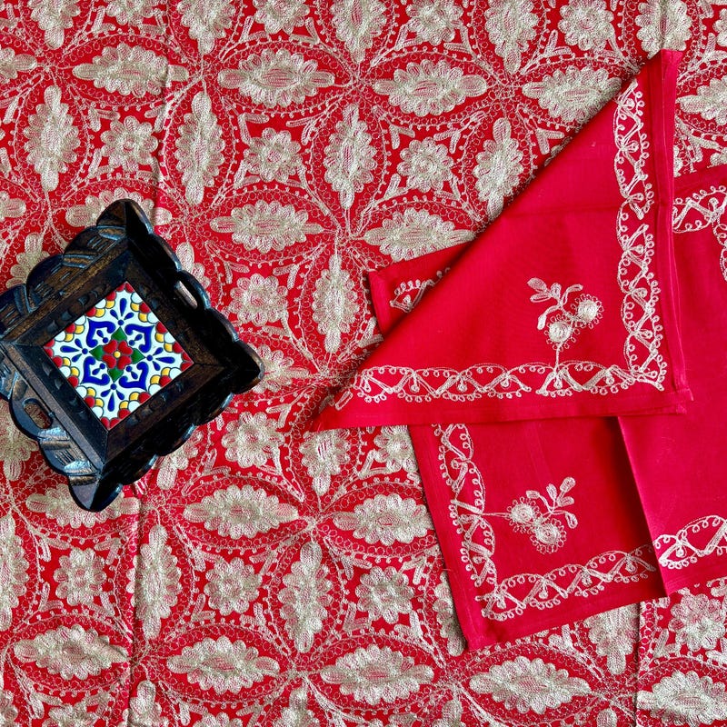 Red Table Cloth - Etsy