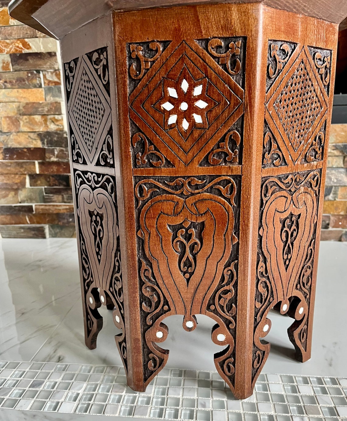 Octagon Handcrafted Wood Side Table Coffee Table. Mosaic Item - Etsy