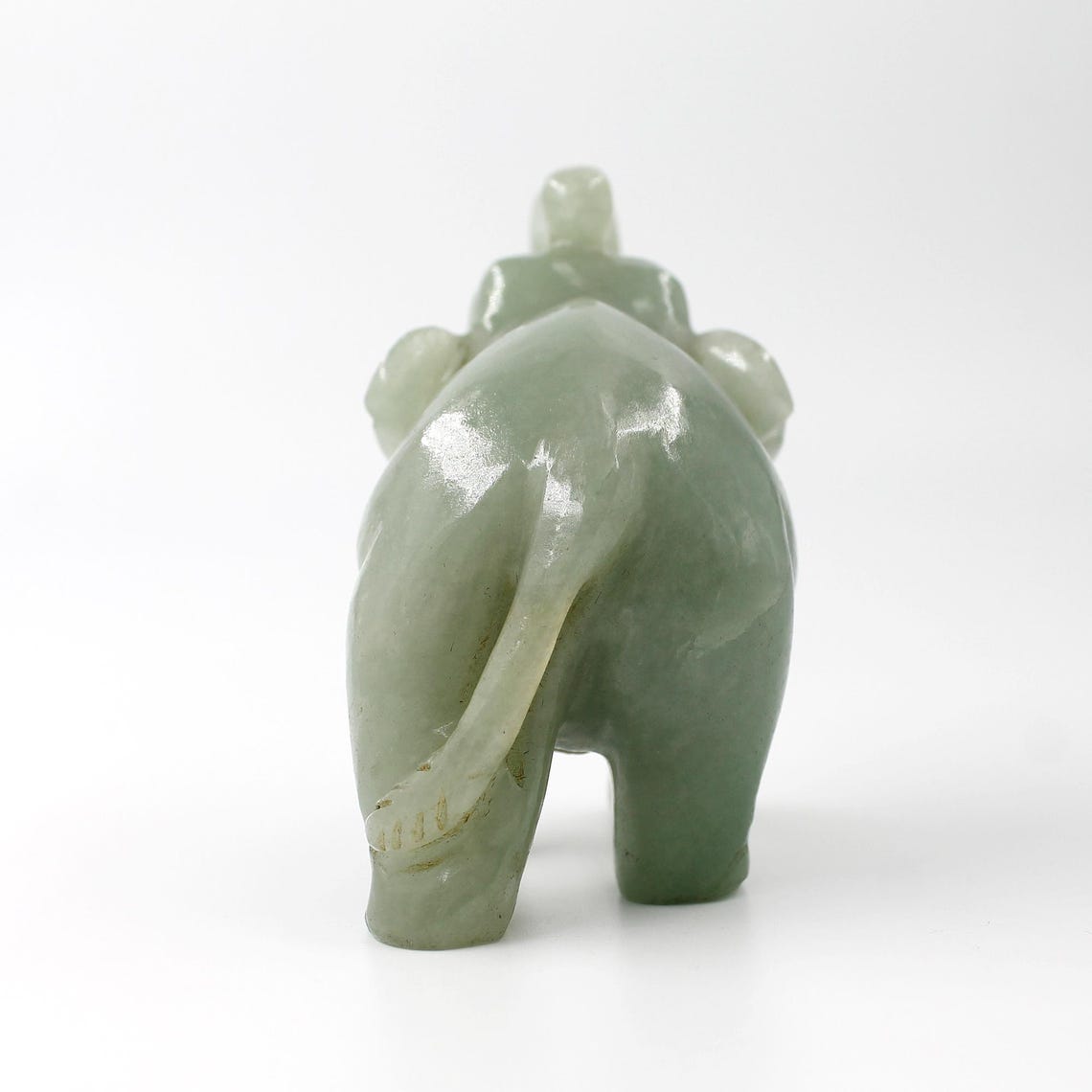 Hand-carved Green Jade Elephant, Lucky Prosperity Figurine, Healing ...