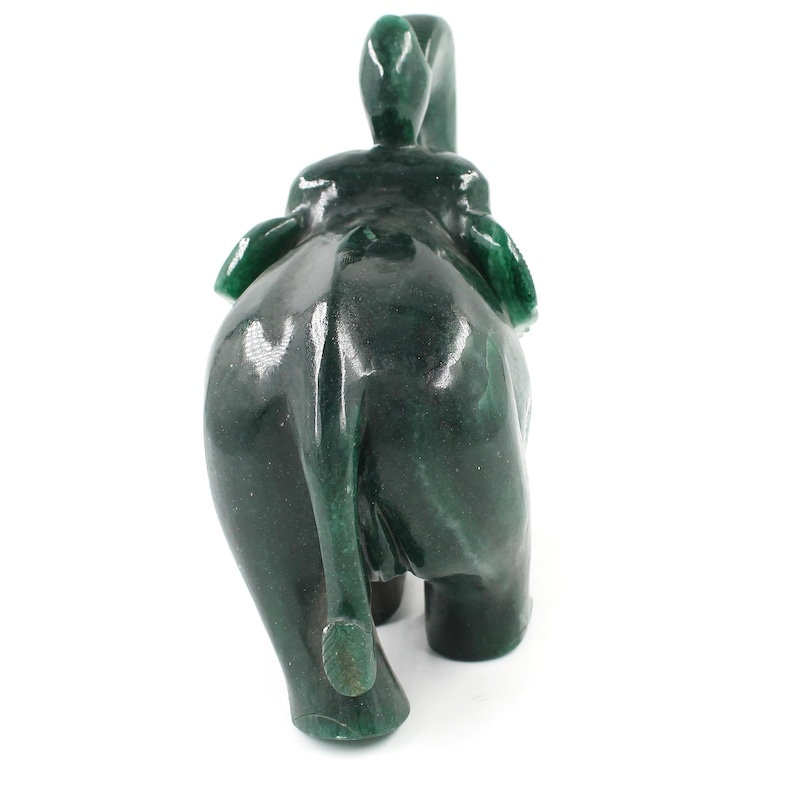 Hand Carving Green Jade Elephant Statue, Lucky Prosperity Figurine ...