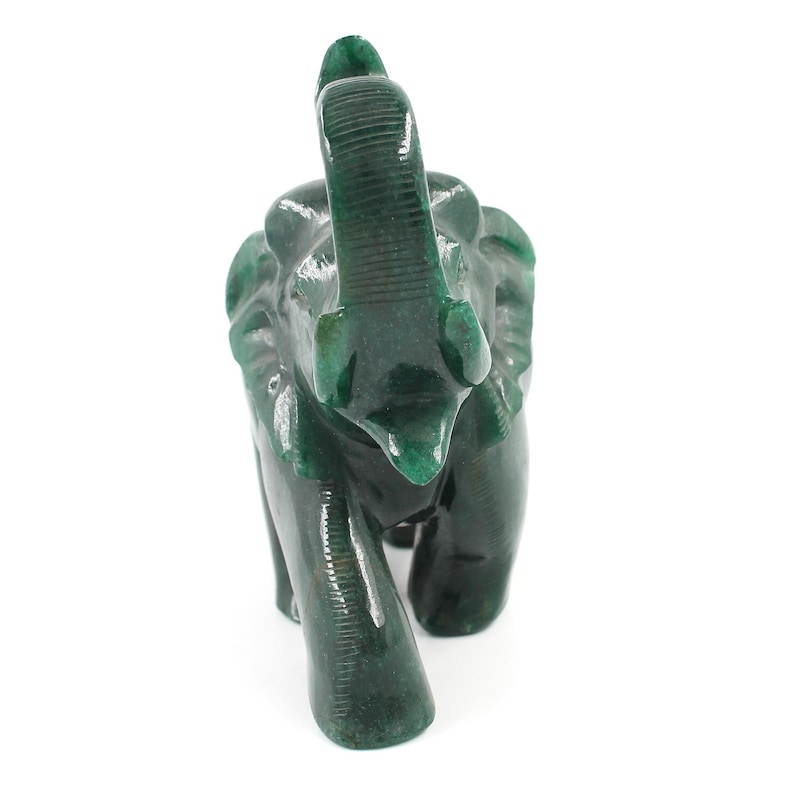 Hand Carving Green Jade Elephant Statue, Lucky Prosperity Figurine ...
