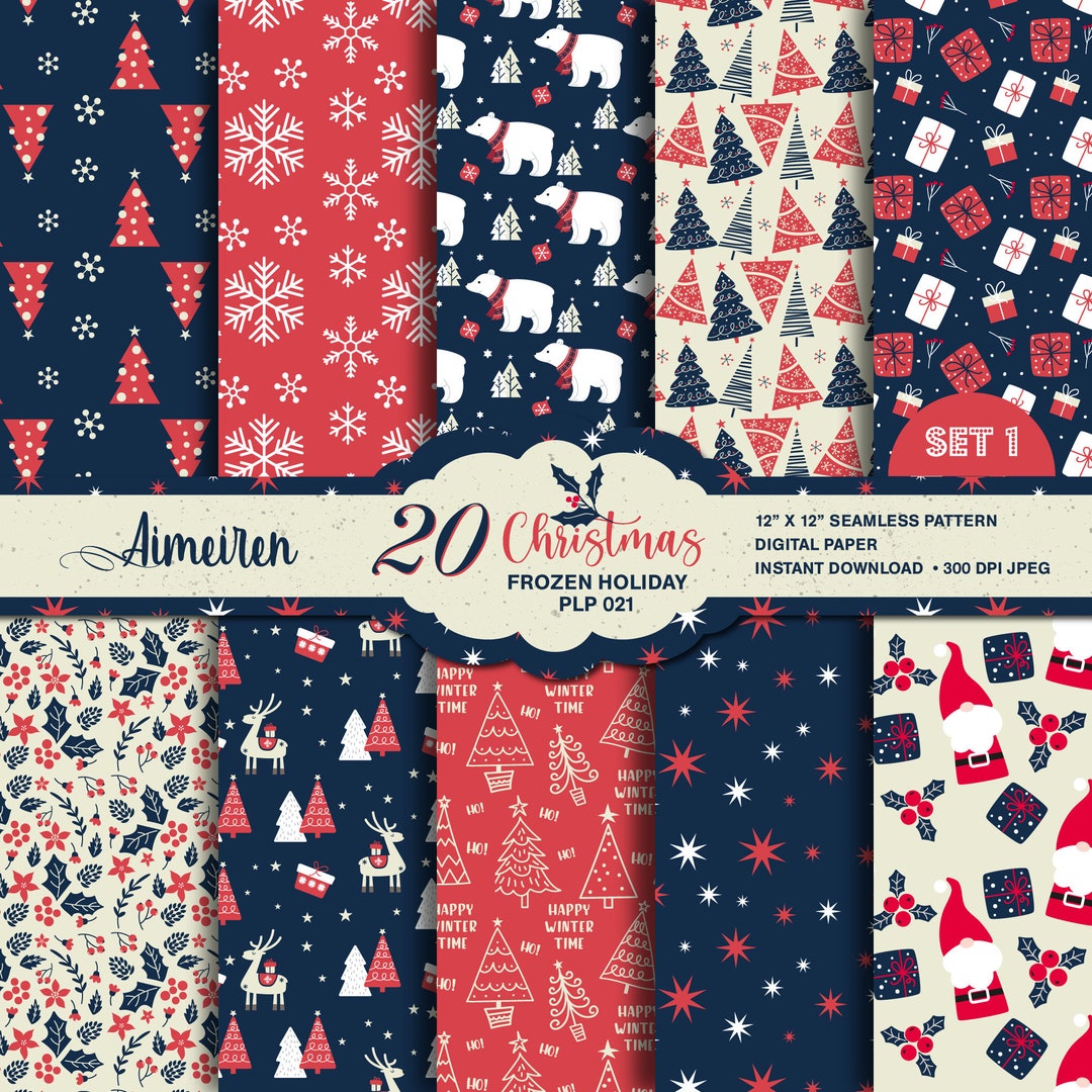 Christmas Digital Paper: Winter Holiday Patterns (digital Download) - Etsy