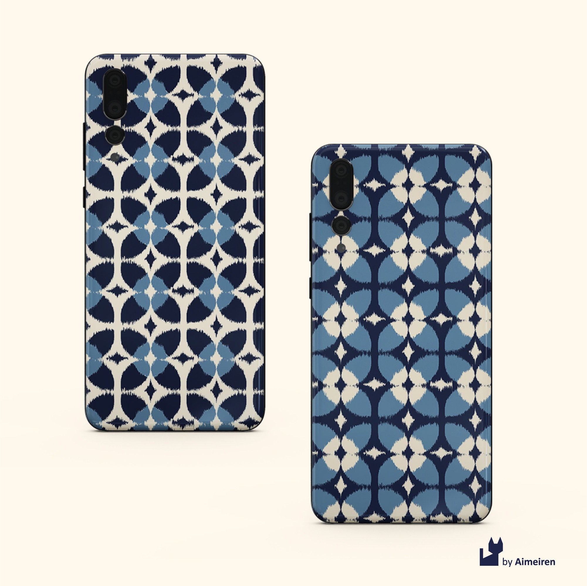 Coastal Geometry Ikat Pattern Design | Ocean Blue Ikat Seamless Pattern ...