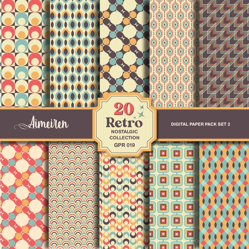 Retro Digital Paper, Funky Digital Paper, 1970's Digital Paper, Retro ...