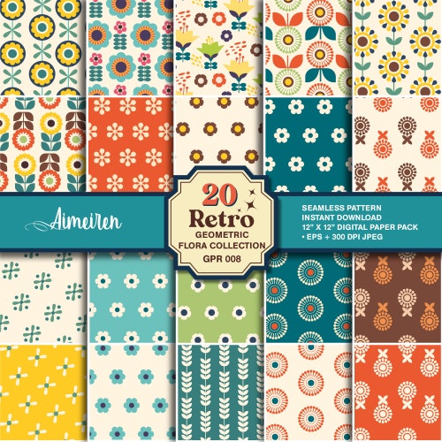 Retro Digital Paper 1950's Mid Century Modern 50s - Etsy Canada