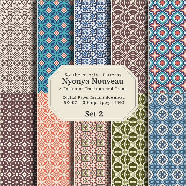 Southeast Asian Seamless Patterns: Vibrant Digital Paper (digital ...