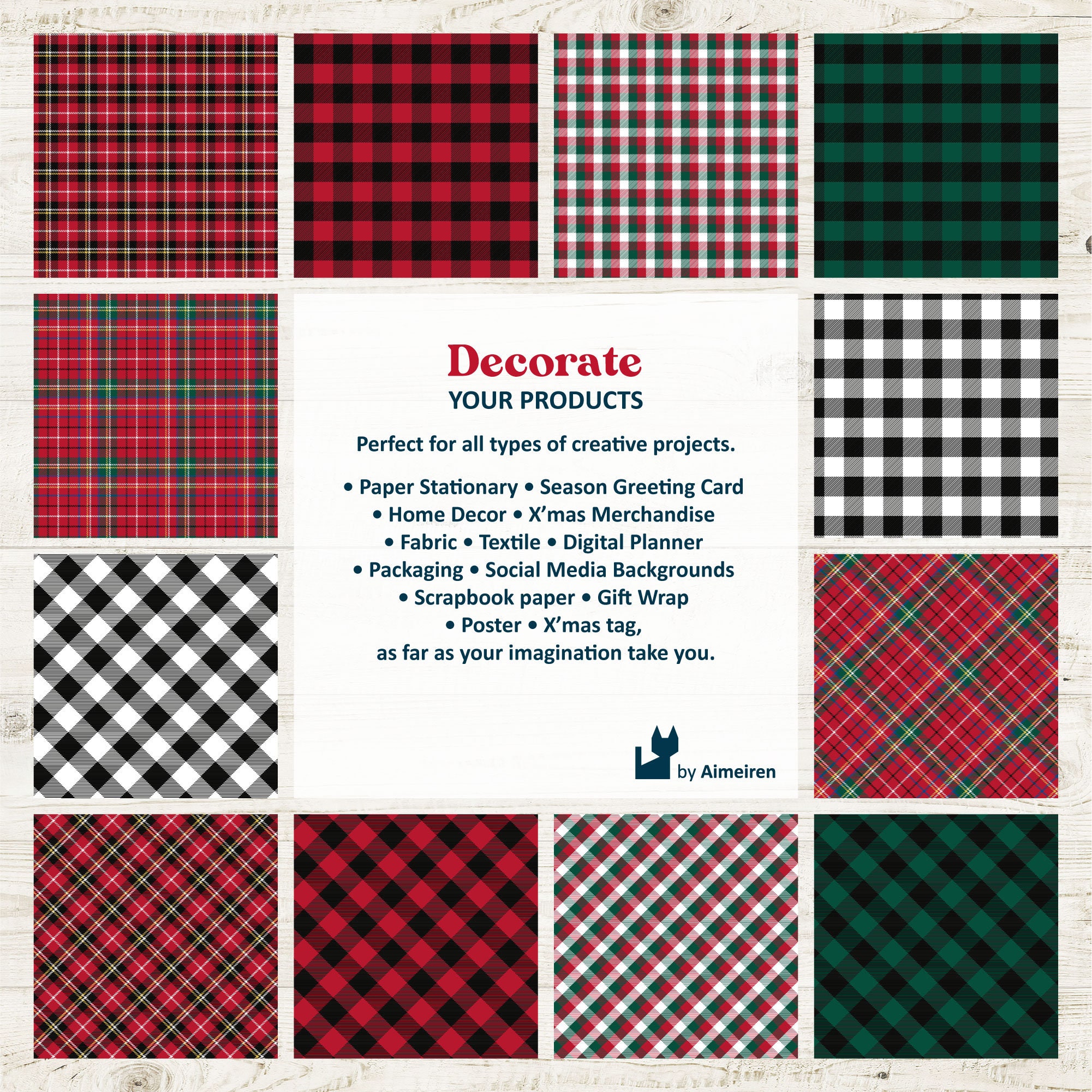 Christmas Digital Paper Scrapbook Supplies Christmas Decor Paper DIY ...