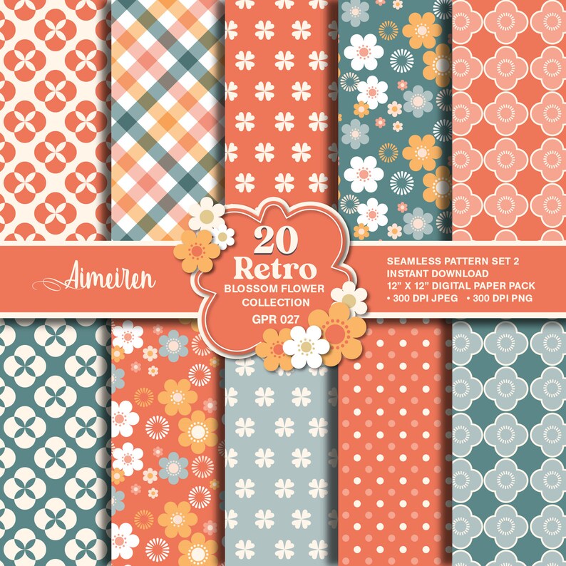 Digital Paper Pack SPRING, Floral Seamless Pattern, Floral Background ...