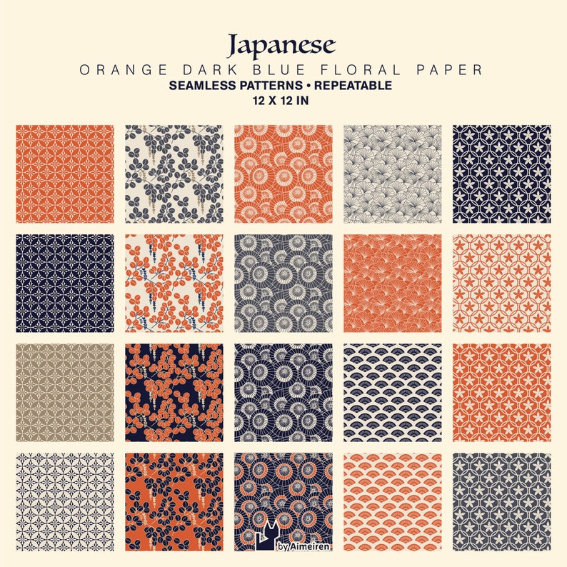 Japanese Floral Digital Paper: Seamless Patterns (digital Download) - Etsy