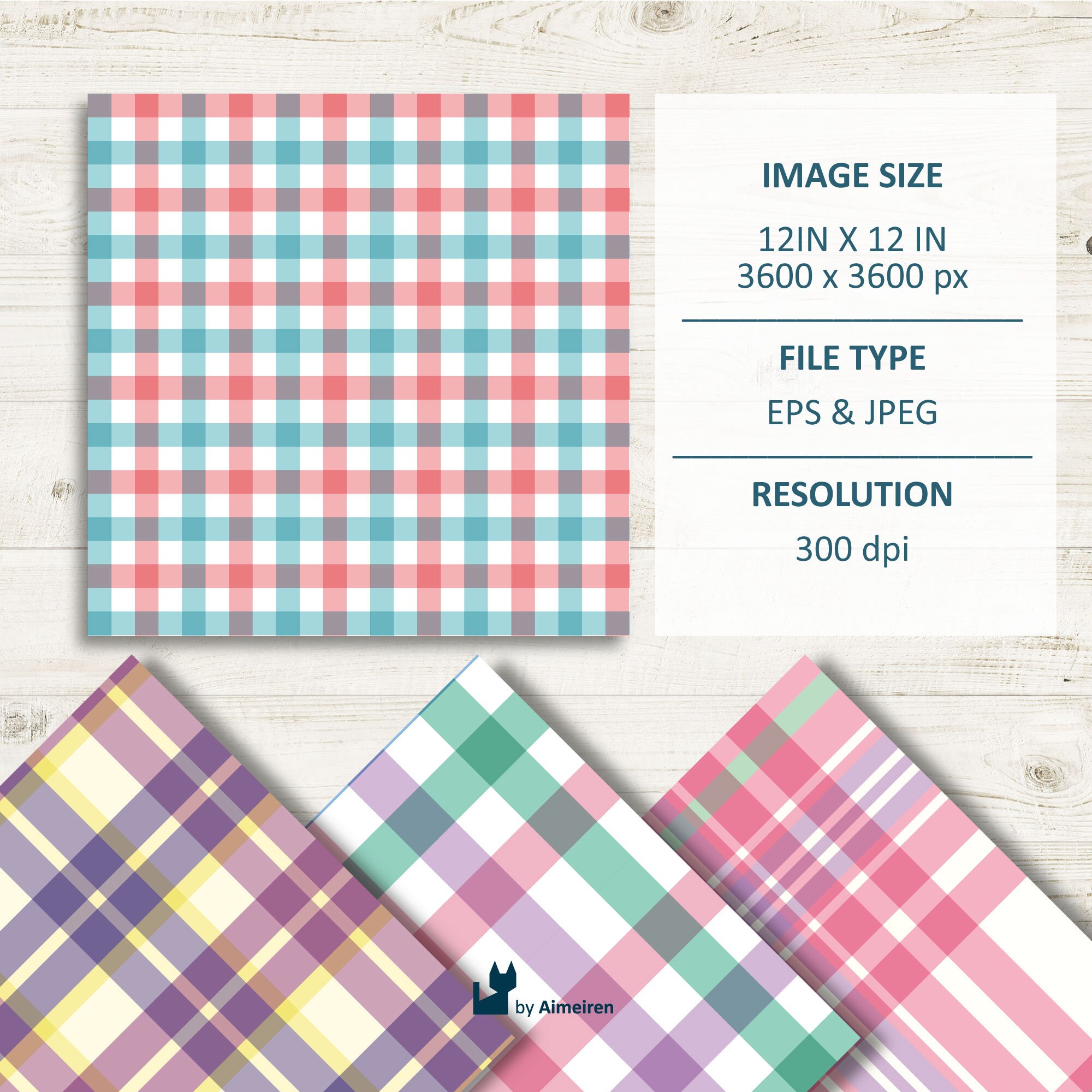 20 Spring Seamless Plaid Patterns, Scrapbook Paper, Journal & Craft ...