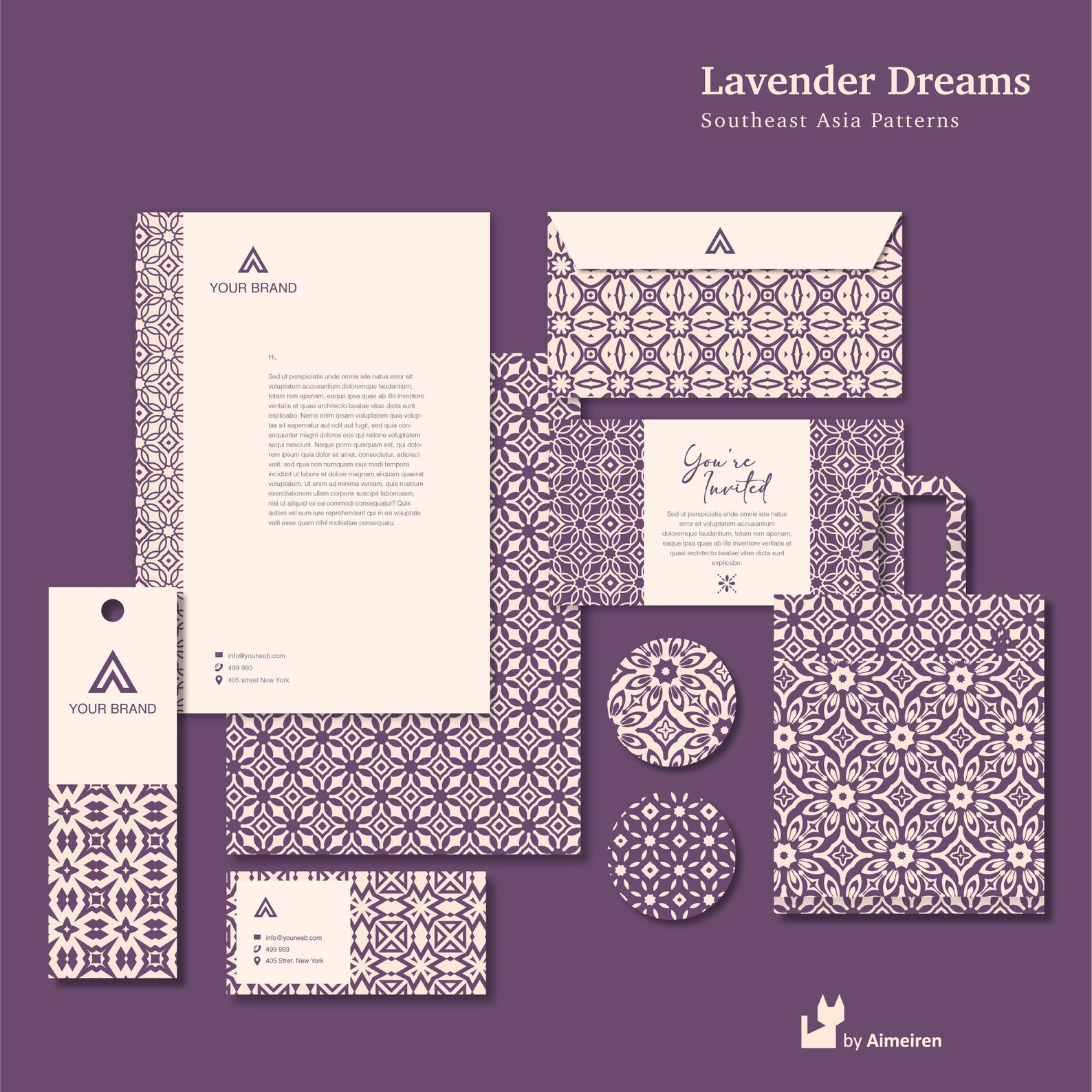 Southeast Asian Style Digital Paper | Purple Monochrome Color ...