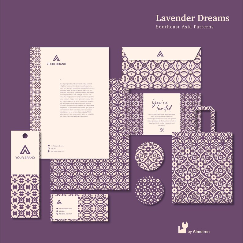 Southeast Asian Style Digital Paper | Purple Monochrome Color ...