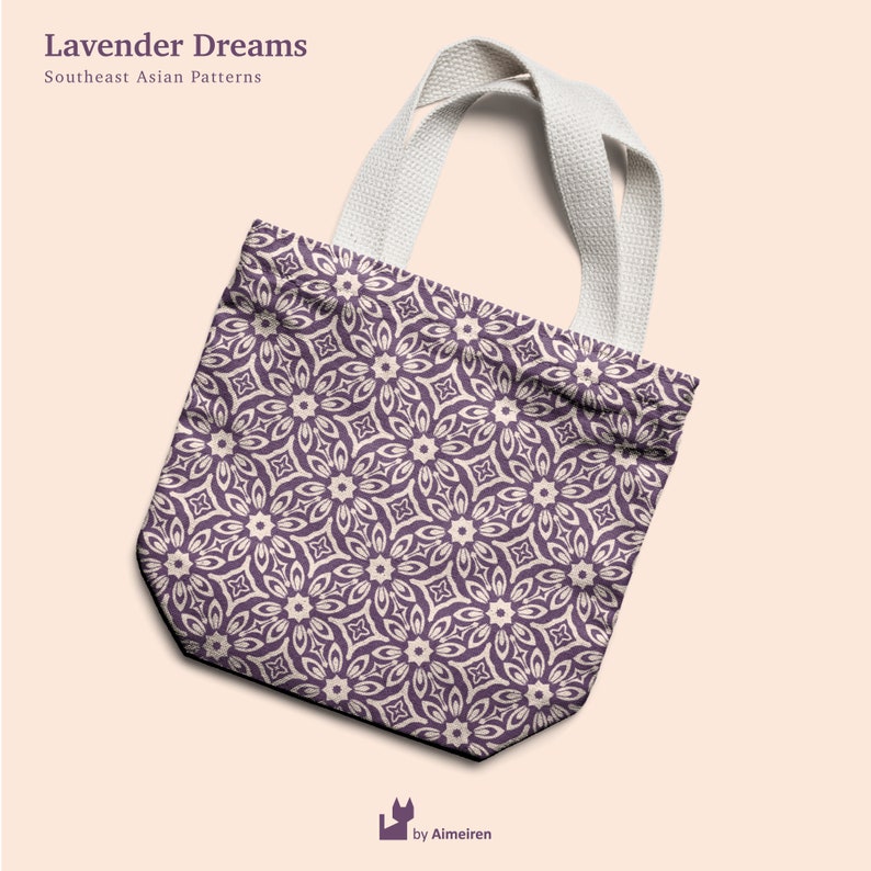 Southeast Asian Style Digital Paper | Purple Monochrome Color ...