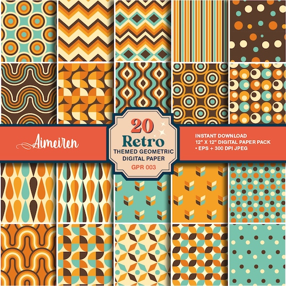 Retro Digital Paper 50's Mid Century Vector Scrapbook - Etsy